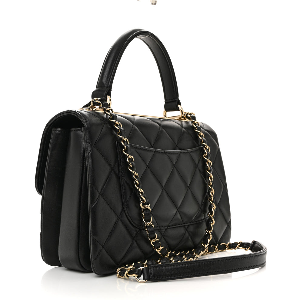 Chanel Lambskin Quilted Small Trendy CC Dual Handle Flap Bag Black ...