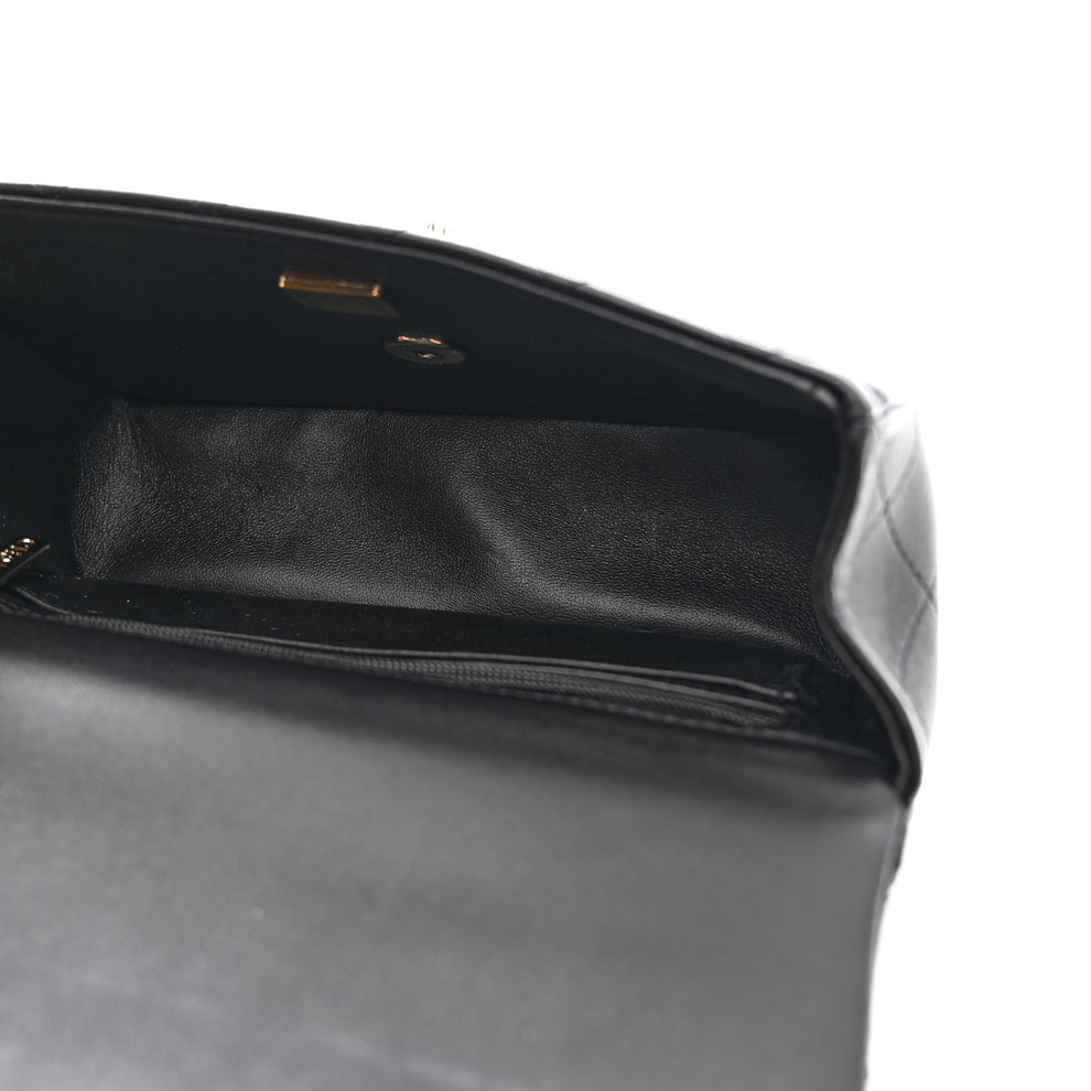 Chanel Lambskin Quilted Mini Top Handle Rectangular Flap Black 1789908 ...