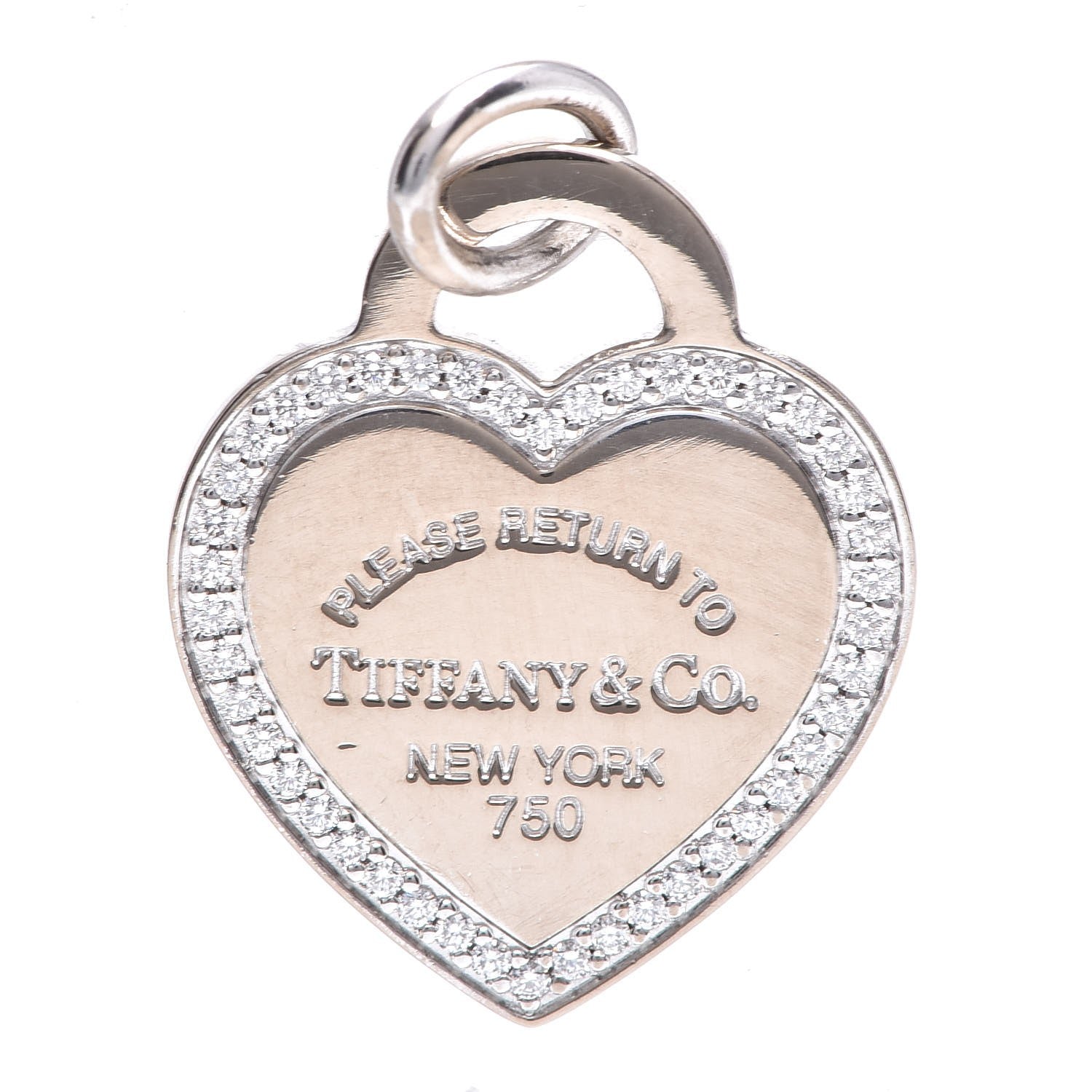Tiffany 18K White Gold Diamond Return To Heart Tag Pendant 312724 ...
