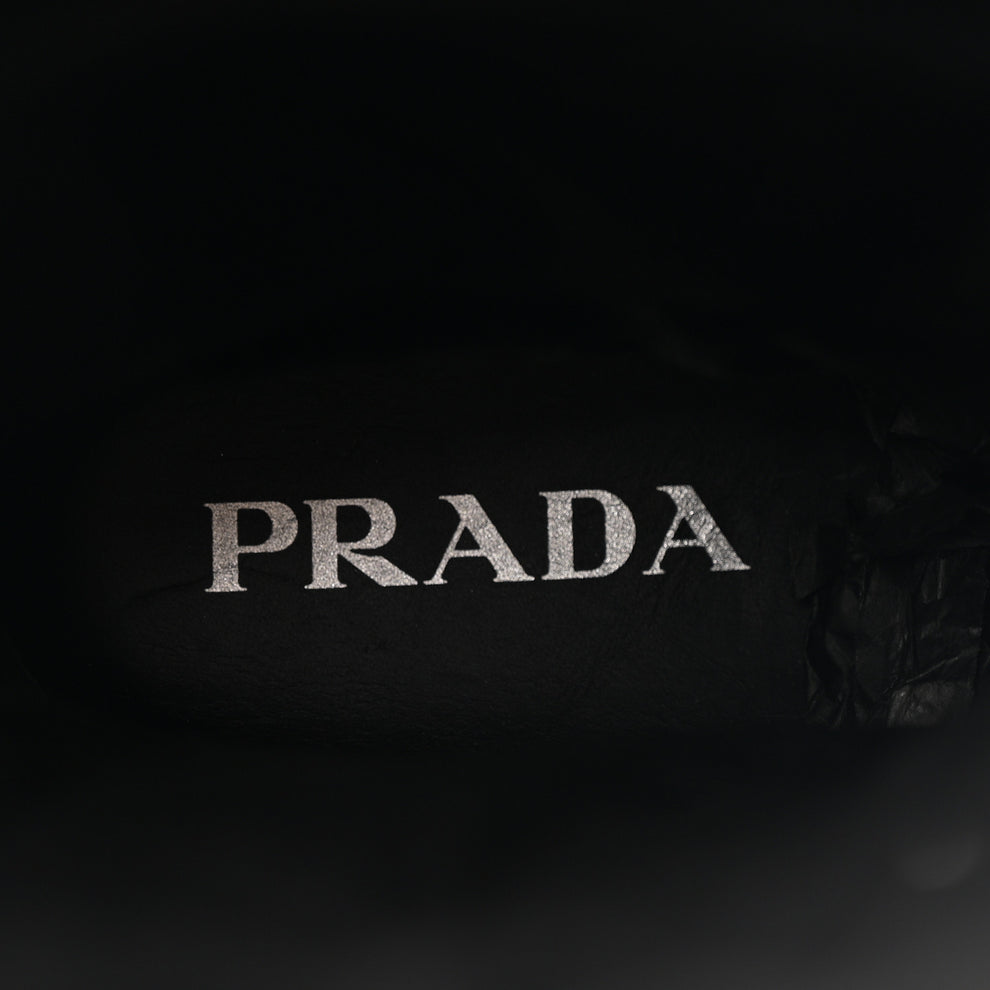 Prada Nylon Gabardin Metal Triangle Logo Padded Moon Boots 39.5 Black ...