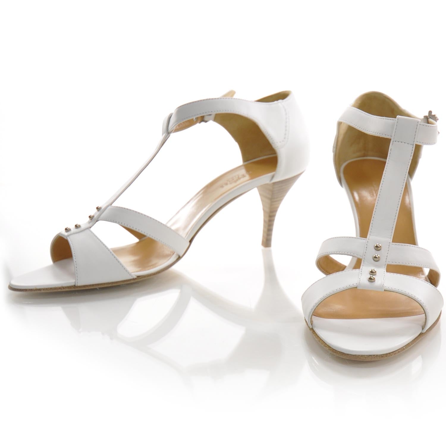 Hermes Leather T Strap Sandals 39 White 24053 – FASHIONPHILE