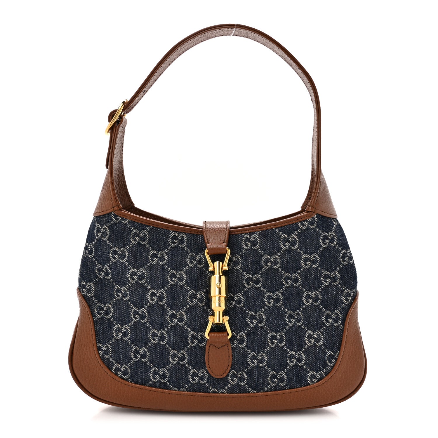Gucci New Denim GG Monogram Calfskin Small Jackie 1961 Hobo Blue Tea ...