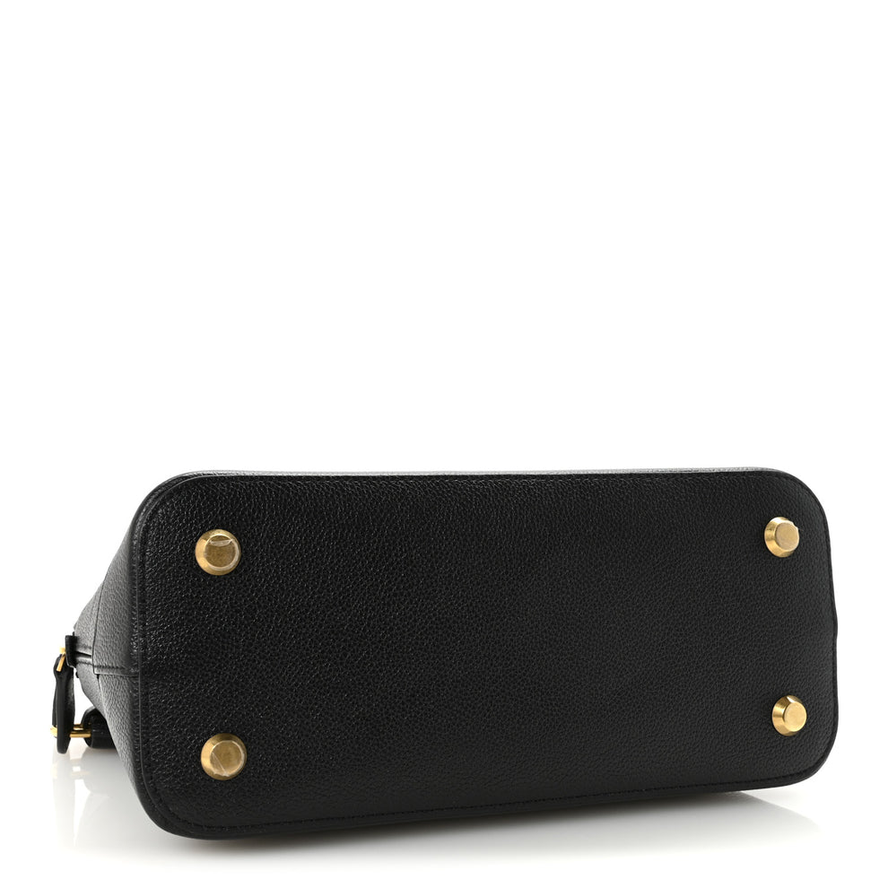 Balenciaga Signature Grained Calfskin Logo S Ville Top Handle Bag Black ...