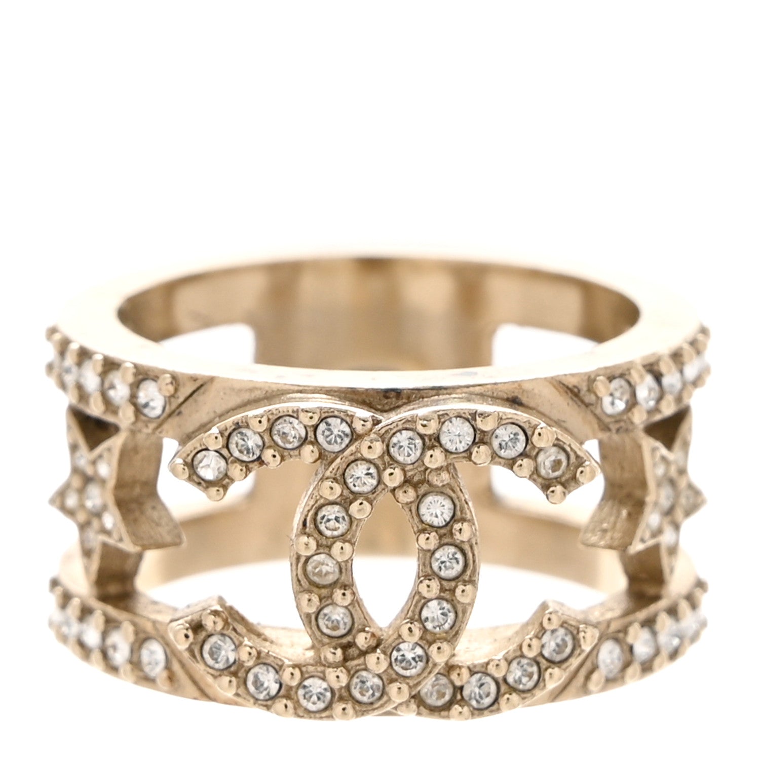 Chanel Metal Crystal CC Star Ring 51 Light Gold 1215429 – FASHIONPHILE