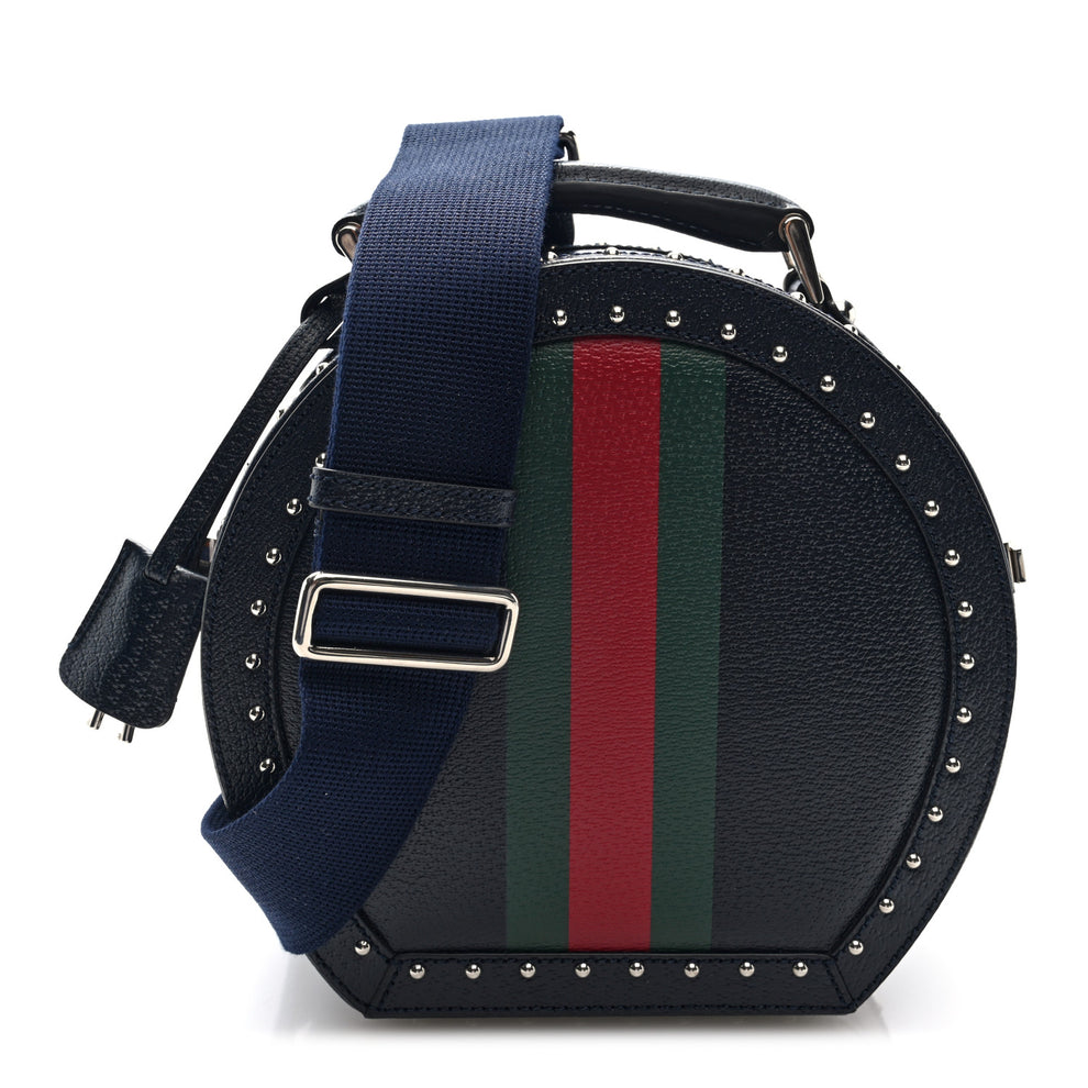 Gucci Textured Dollar Calfskin Web Mini Savoy Hat Box Dark Blue 1792307 ...