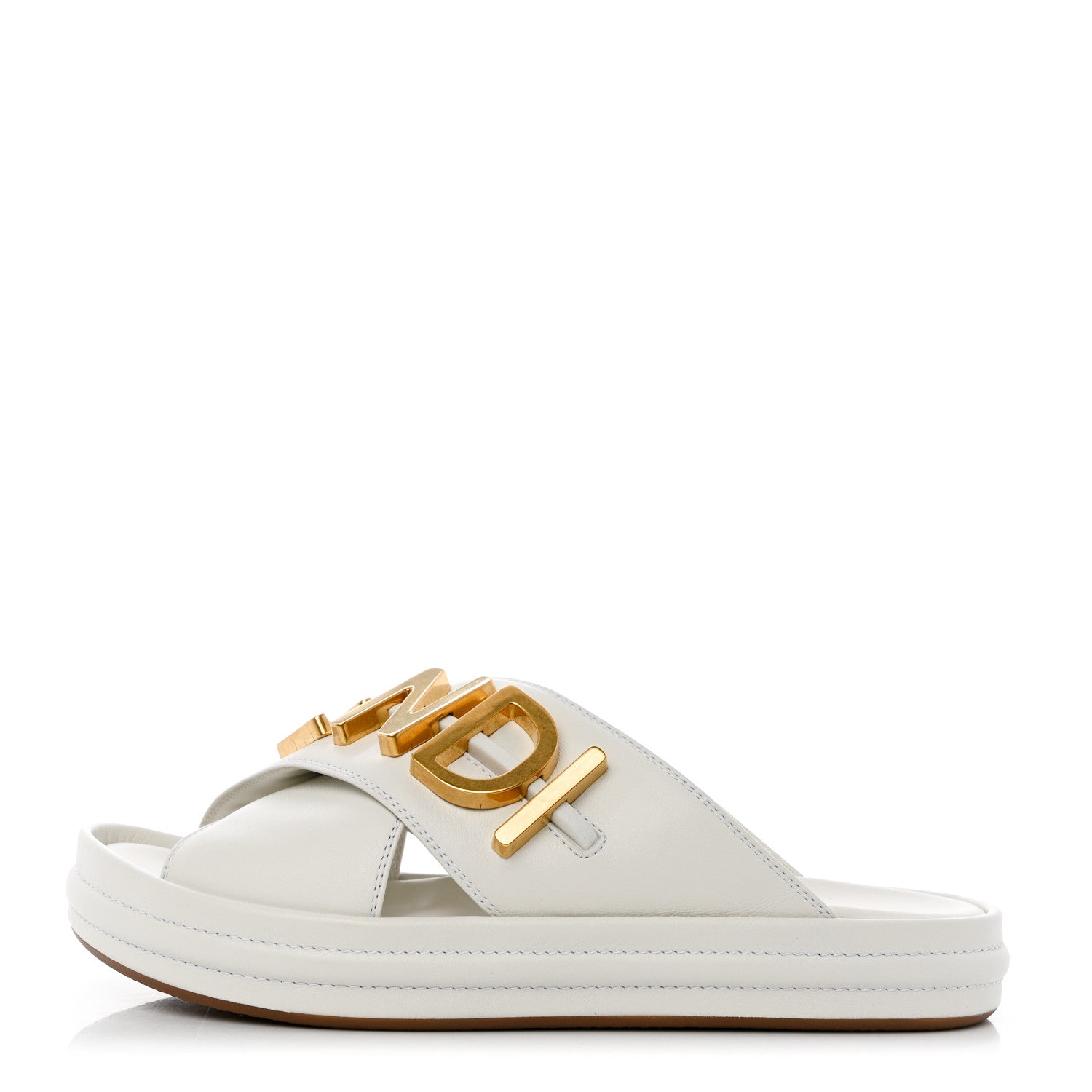 Fendi Vitello Womens Fendigraphy Slide Sandals 36.5 White Ice 1182640 ...