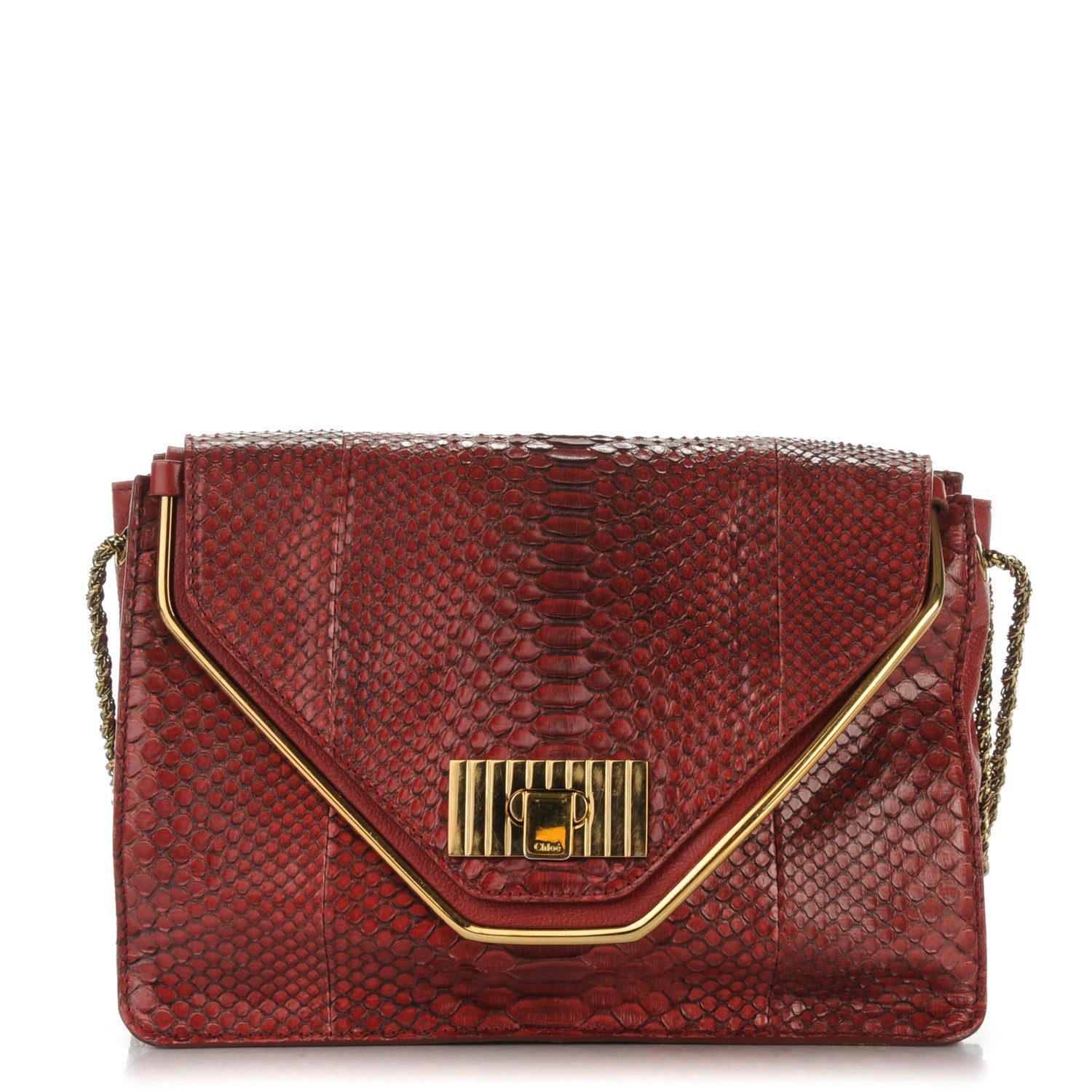 Chloe Python Sally Flap Bag Red 167978 – FASHIONPHILE