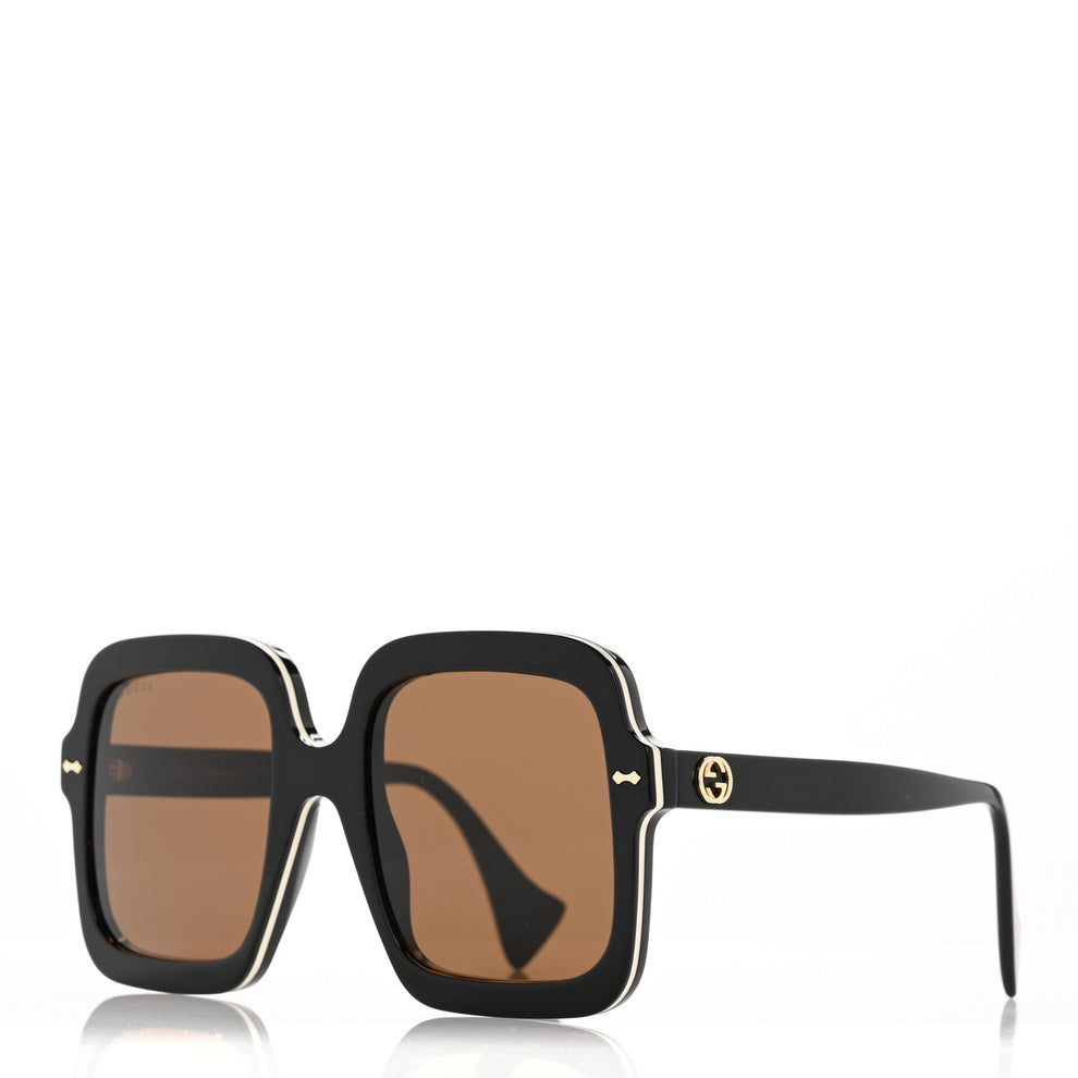 Gucci Acetate Round Frame Sunglasses GG1241S Black White 1718295 ...