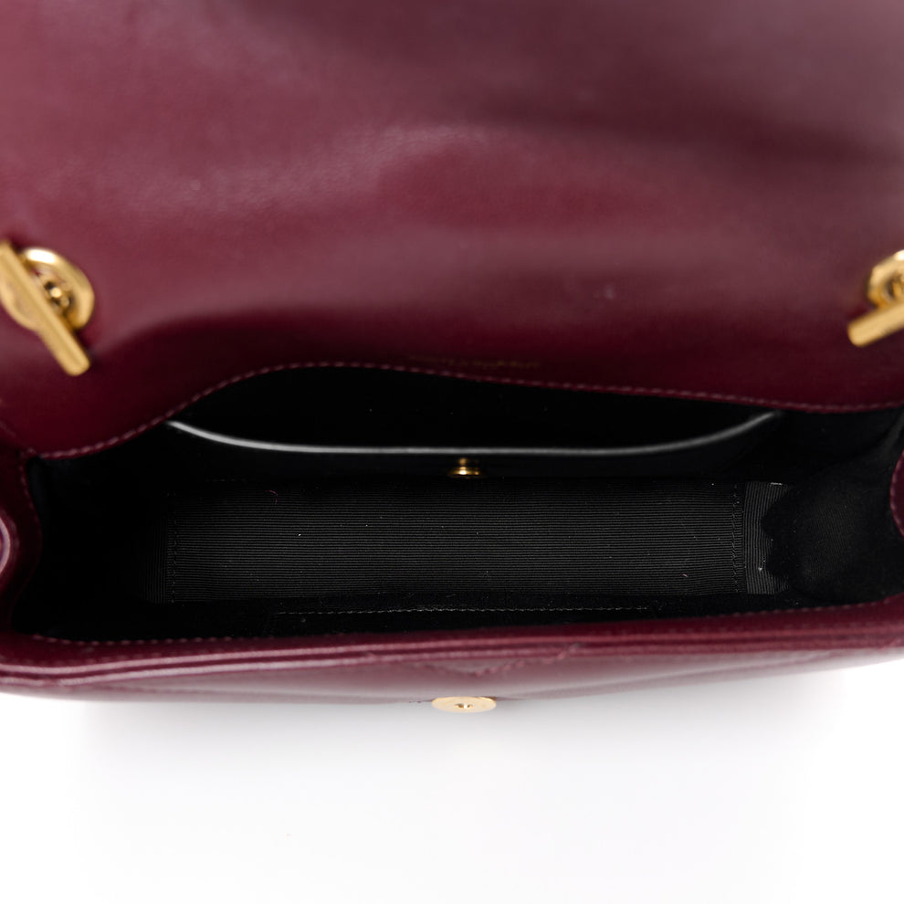 Saint Laurent Lambskin Chevron Quilted Mini Loulou Rouge Cabernet ...