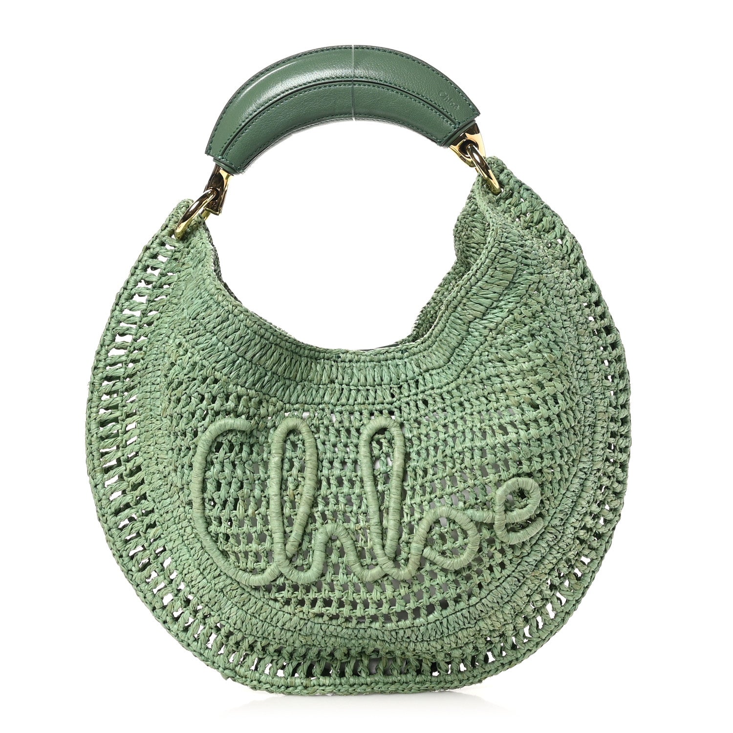 Chloe Raffia Calfskin Summer Banana Hobo Tea Leaf Green 1765803 ...