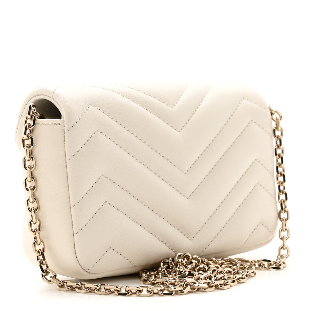 Gucci Lambskin Matelasse Mini GG Marmont Shoulder Bag White 1782913 ...