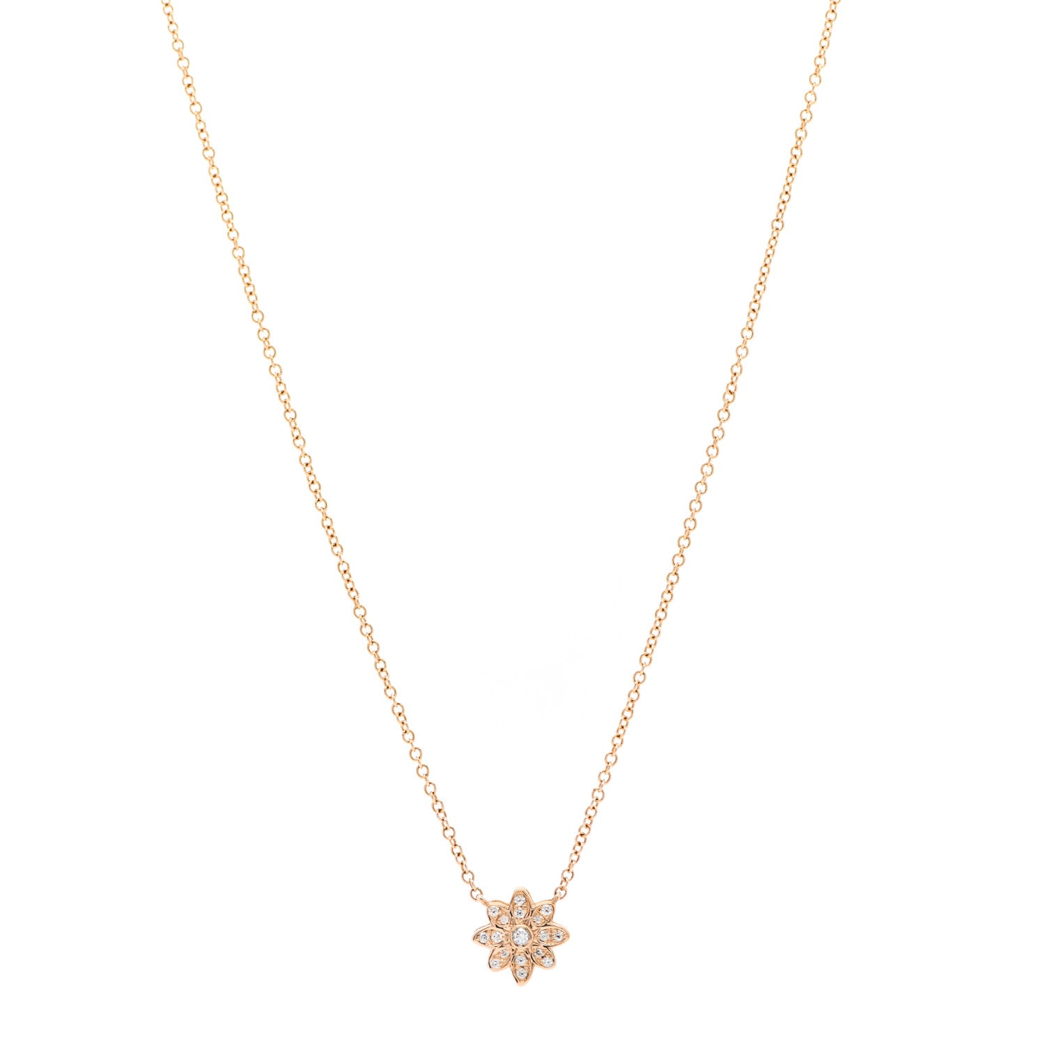 Tiffany 18K Rose Gold Diamond Enchant Flower Pendant Necklace 862134 ...