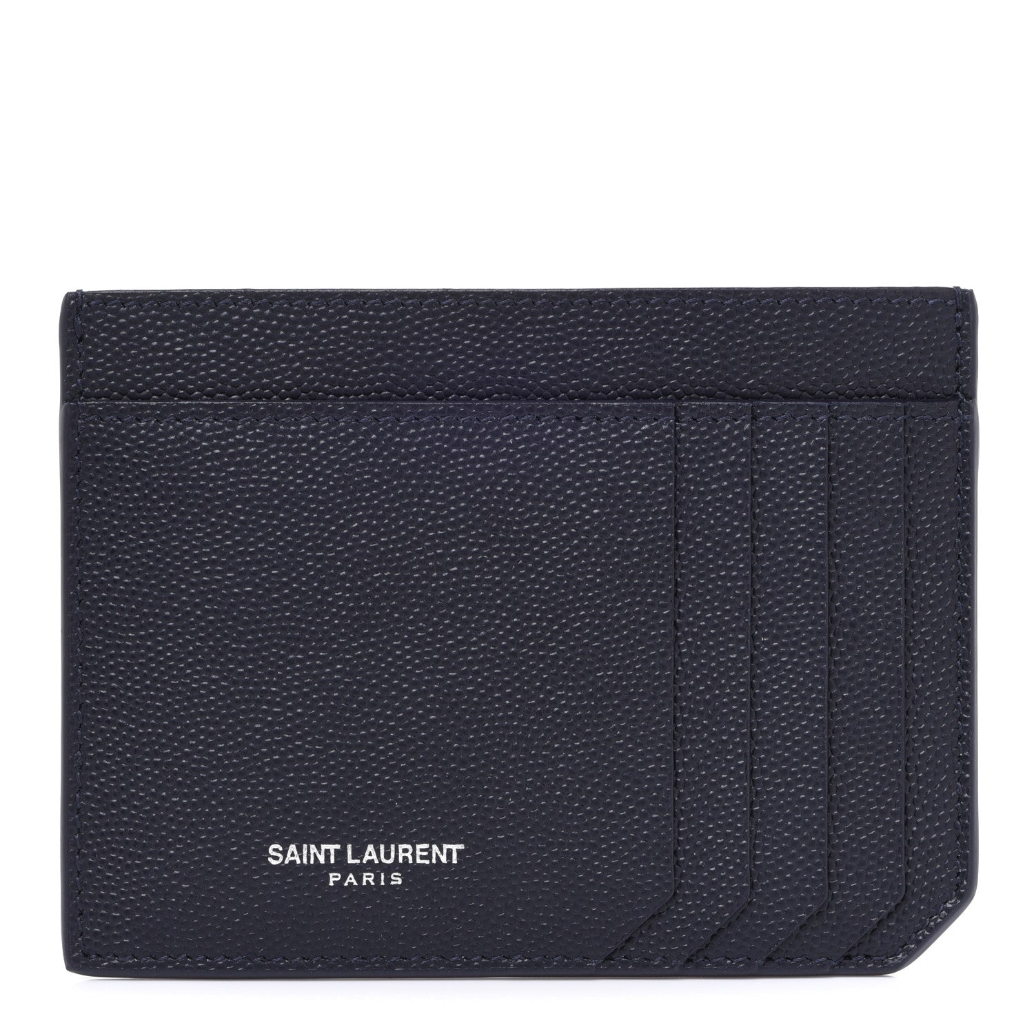 Saint Laurent Grained Calfskin 5 Fragments Credit Card Holder Blue ...