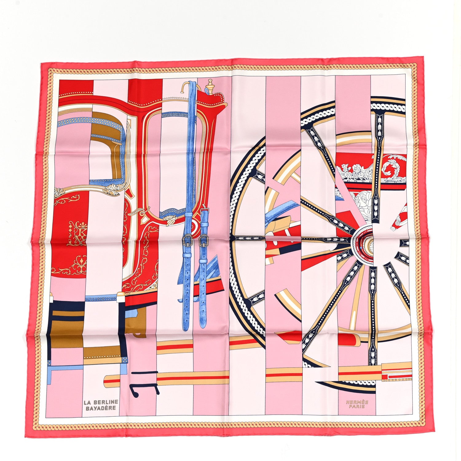 Hermes Silk La Berline Bayadere Scarf 90 Vieux Rose Rouge 1108701 ...