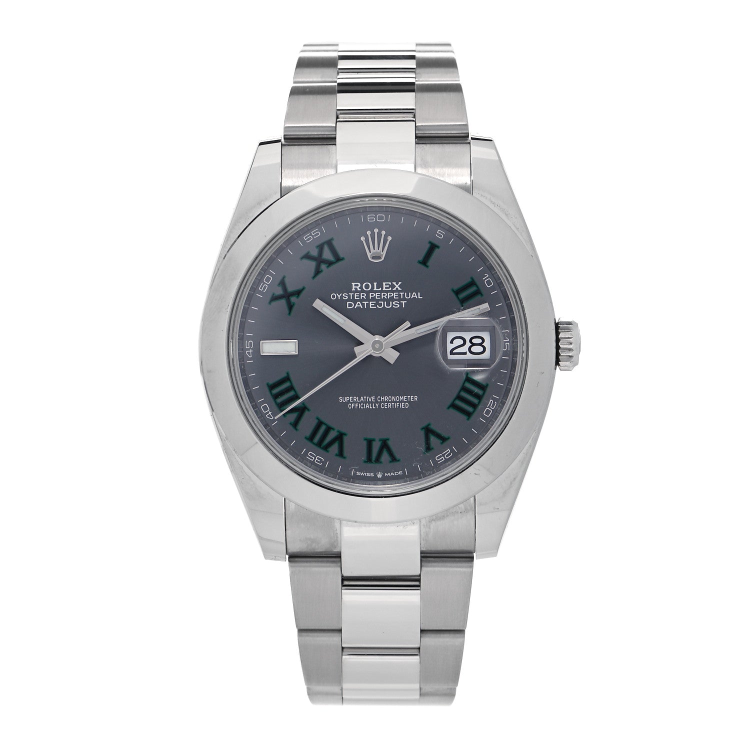 Rolex Stainless Steel 41mm Oyster Perpetual Wimbledon Datejust Watch ...