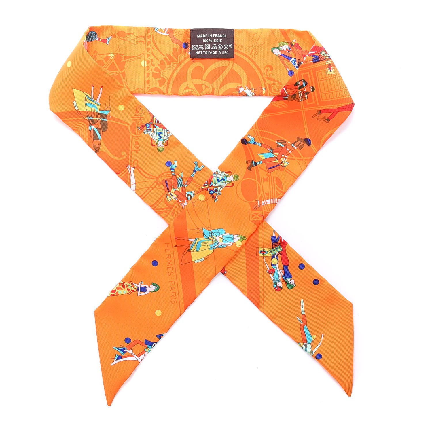Hermes Silk Ex-Libris Les Parisie Twilly Orange Turquoise 708453 ...
