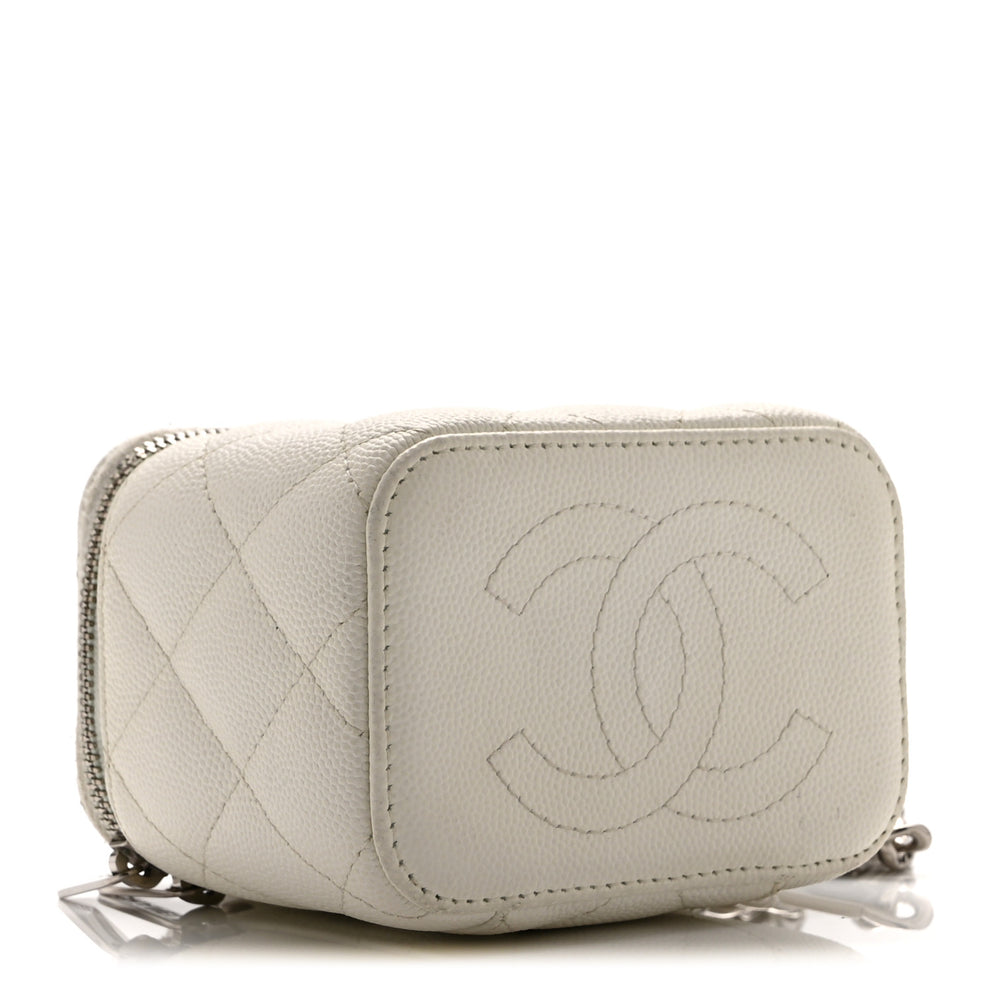 Chanel Caviar Quilted Enamel Coco Mini Vanity Case With Chain White ...