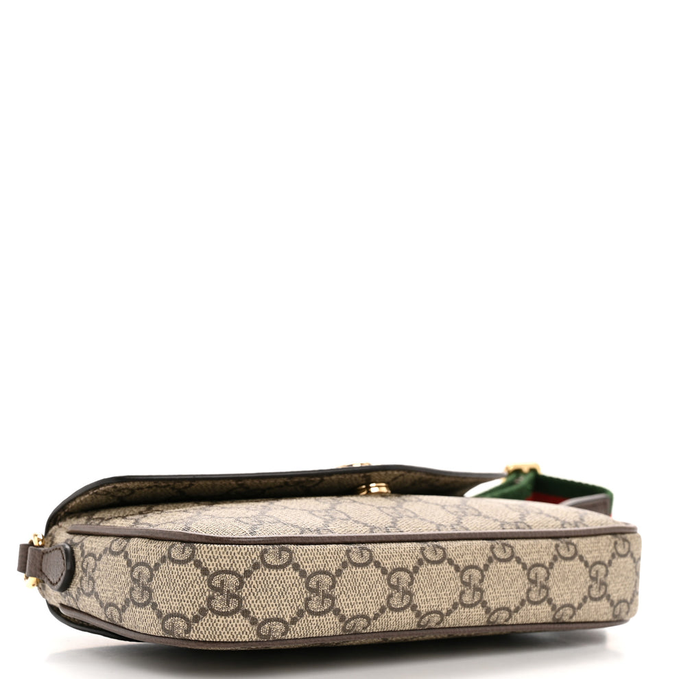 Gucci GG Supreme Monogram Textured Dollar Calfskin Web Mini Ophidia ...