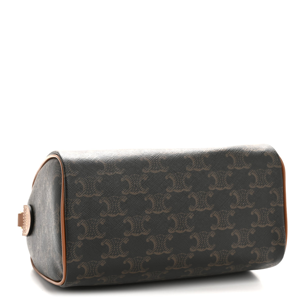 Celine Triomphe Canvas Calfskin Small Boston Bag Tan 1796545 – FASHIONPHILE