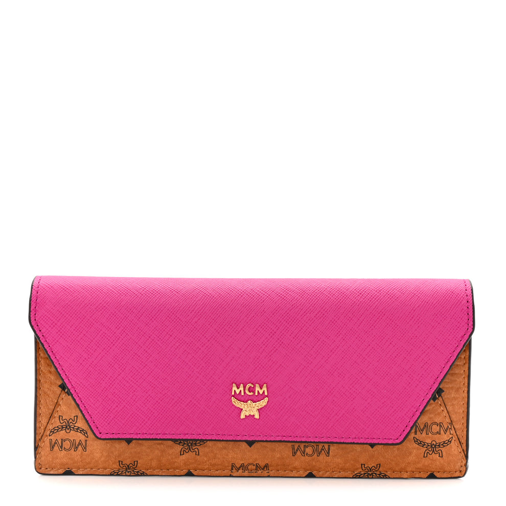 MCM Visetos Love Letter Long Flap Wallet Cognac Pink 1785113 – FASHIONPHILE
