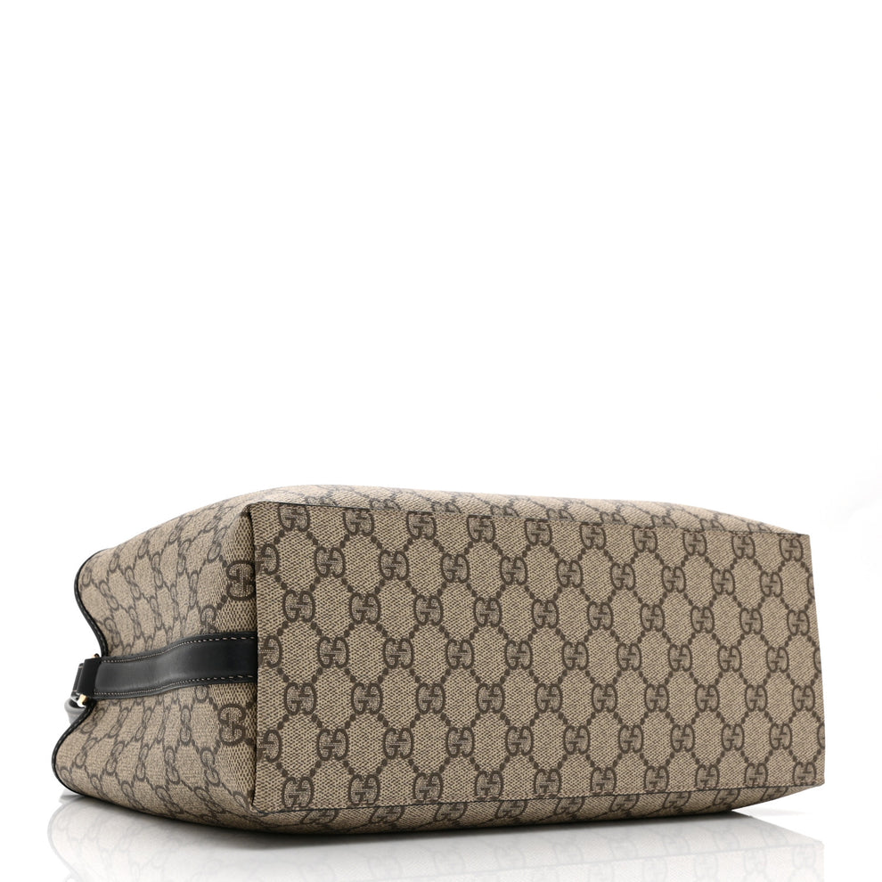 Gucci GG Supreme Monogram Emblem Small Tote Bag Beige Black 1787570 ...