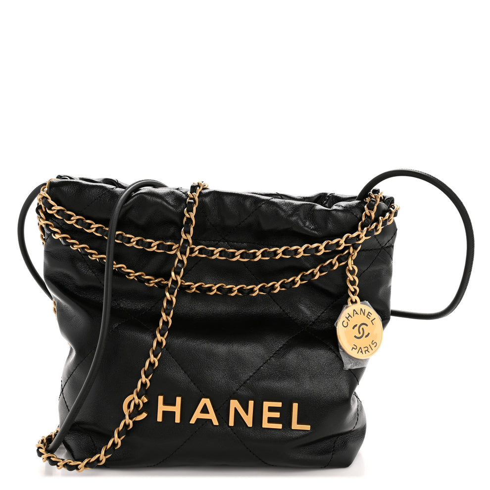 Chanel Shiny Calfskin Quilted Mini Chanel 22 Black 1790454 – FASHIONPHILE