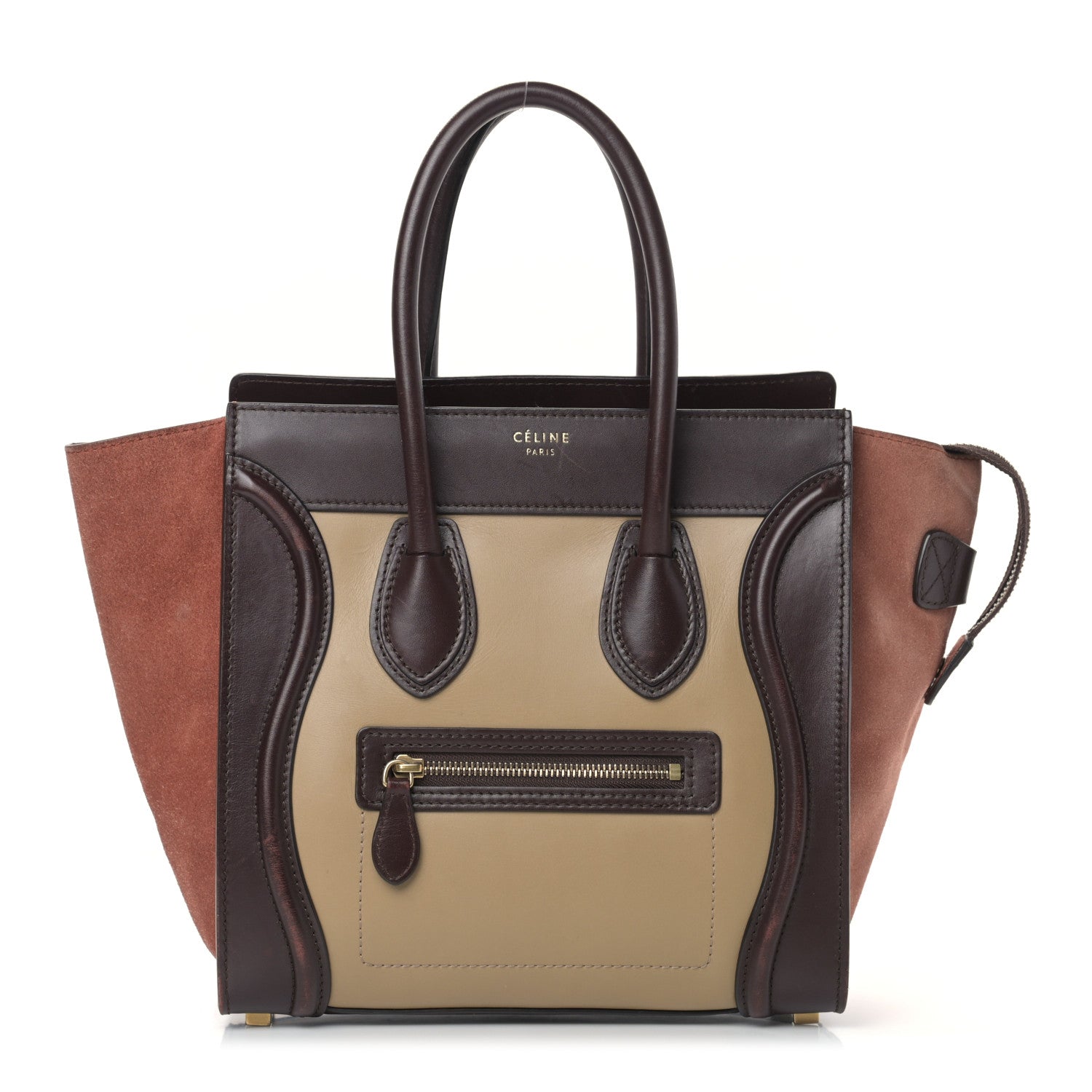 Celine Smooth Calfskin Suede Micro Tri-Color Luggage Beige 858355 ...
