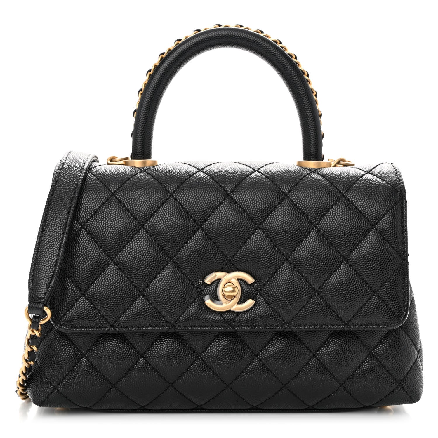 Chanel Caviar Quilted Mini Coco Chain Handle Flap Black 1340590 ...