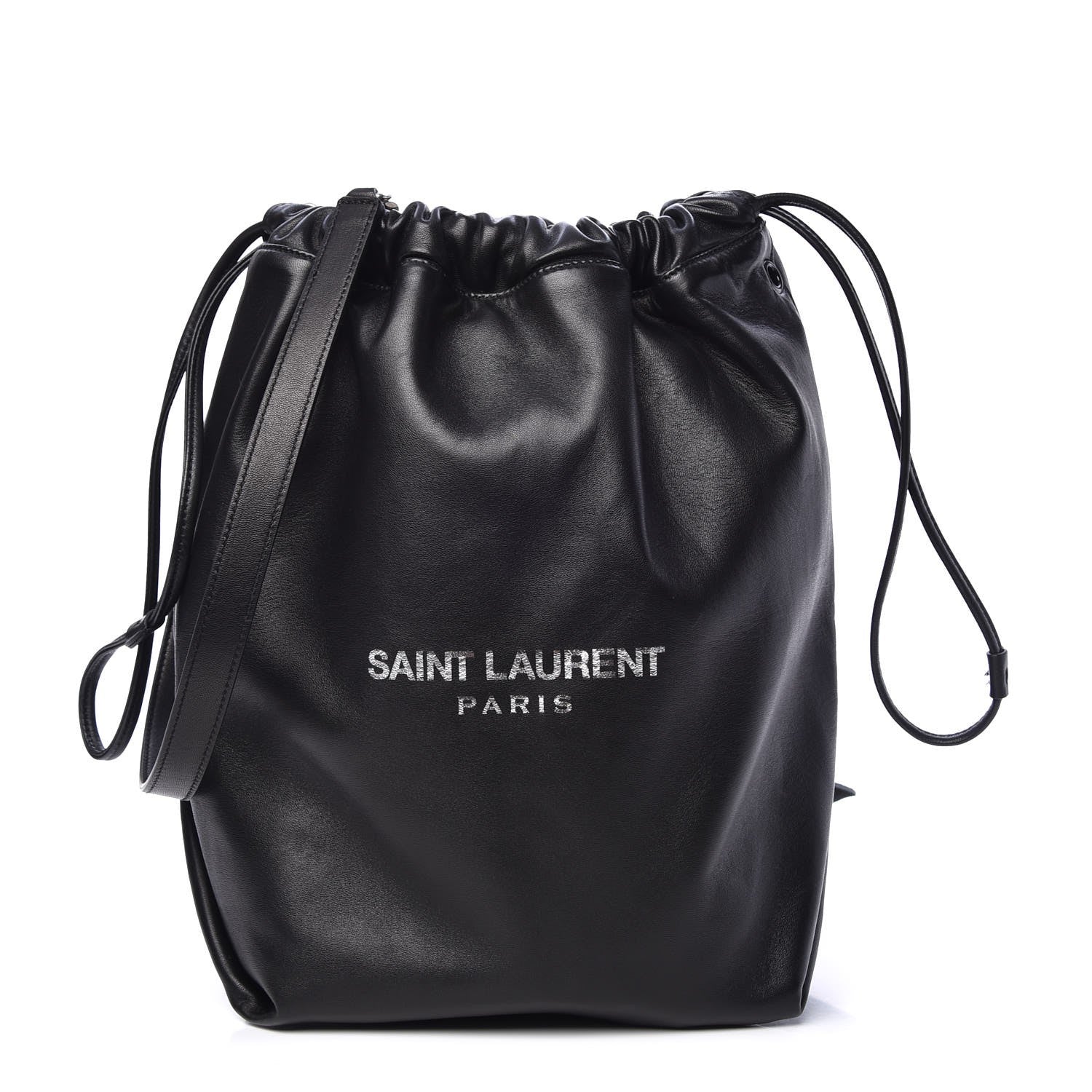 Saint Laurent Lambskin Teddy Drawstring Bag Black 300495 – FASHIONPHILE