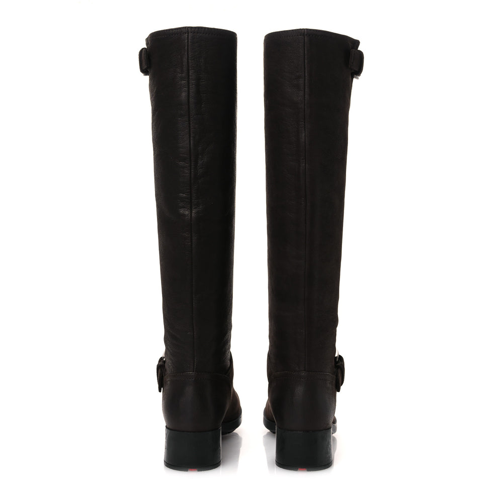 Prada Capra Antic Donna Tall Riding Boots 37 Ebano 1852827 – FASHIONPHILE