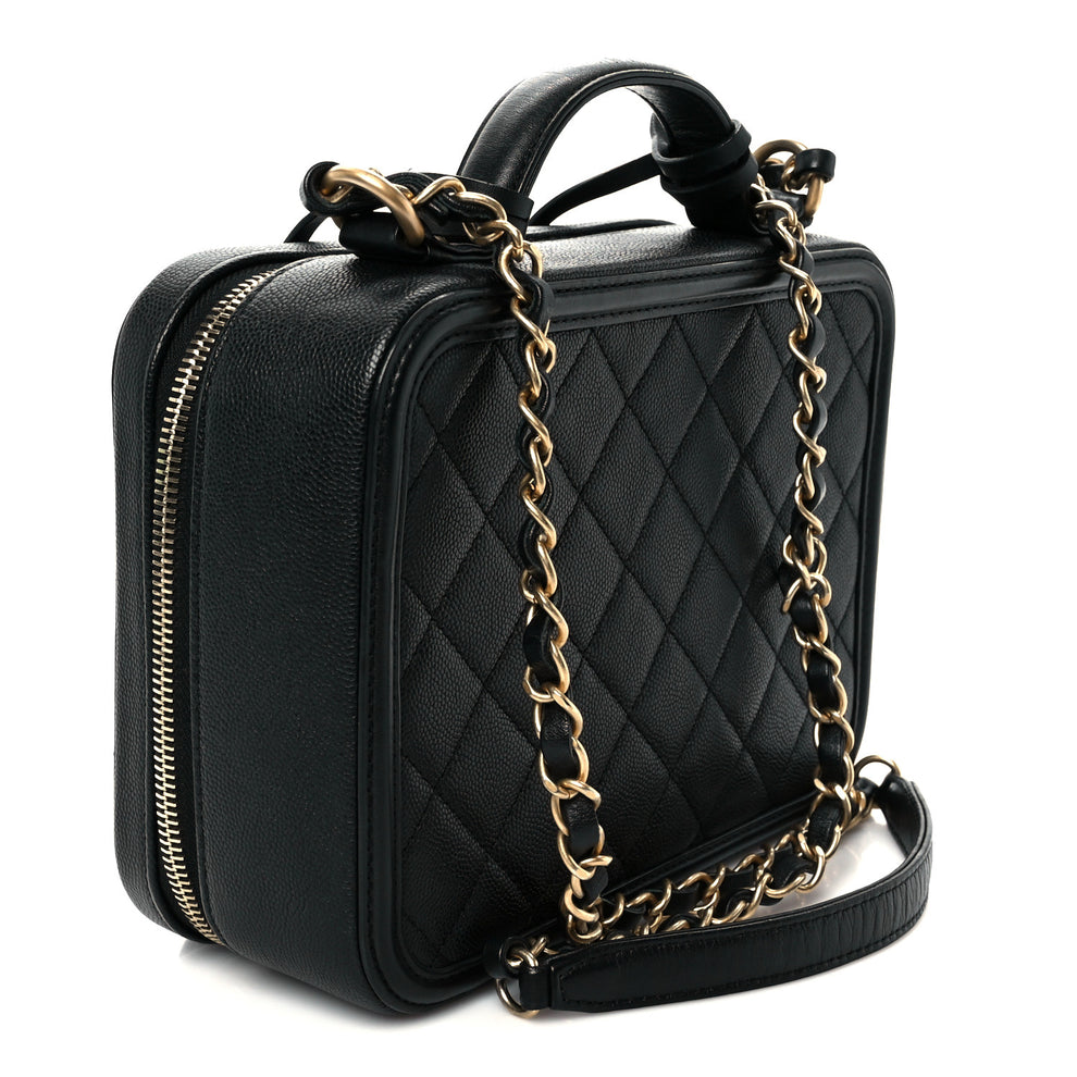Chanel Caviar Quilted Medium CC Filigree Vanity Case Black 1784397 ...
