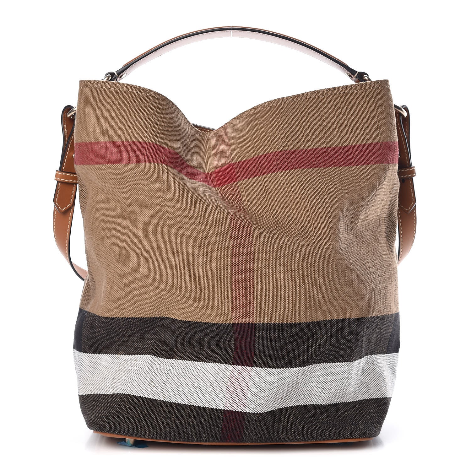 Burberry Canvas Mega Check Medium Ashby Hobo Saddle Brown 354675 ...