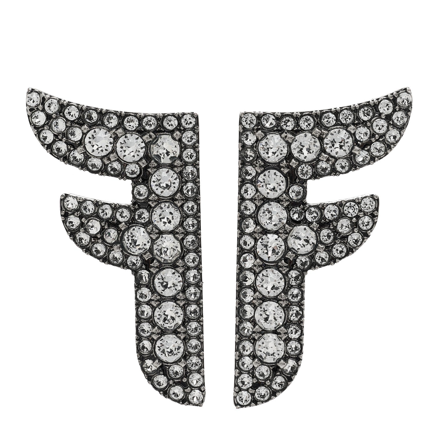 Fendi Metal Crystal FF Stud Earrings Silver 1321761 – FASHIONPHILE