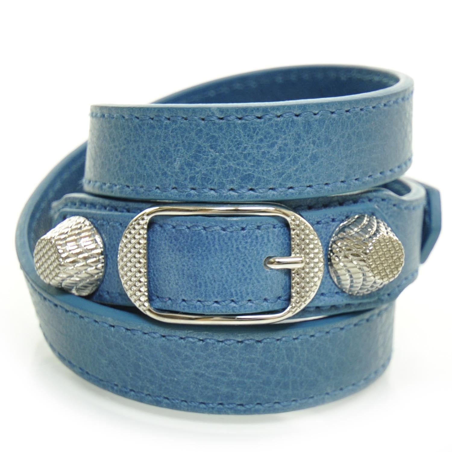 Balenciaga Agneau Arena Giant 12 Silver Hardware Triple Tour Bracelet S ...