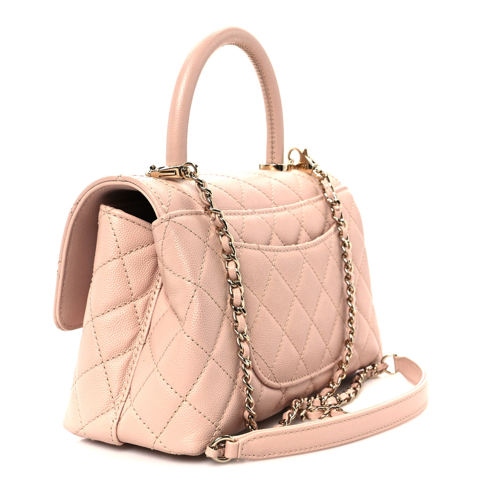 Chanel Caviar Quilted Mini Coco Handle Flap Light Pink 1785055 ...