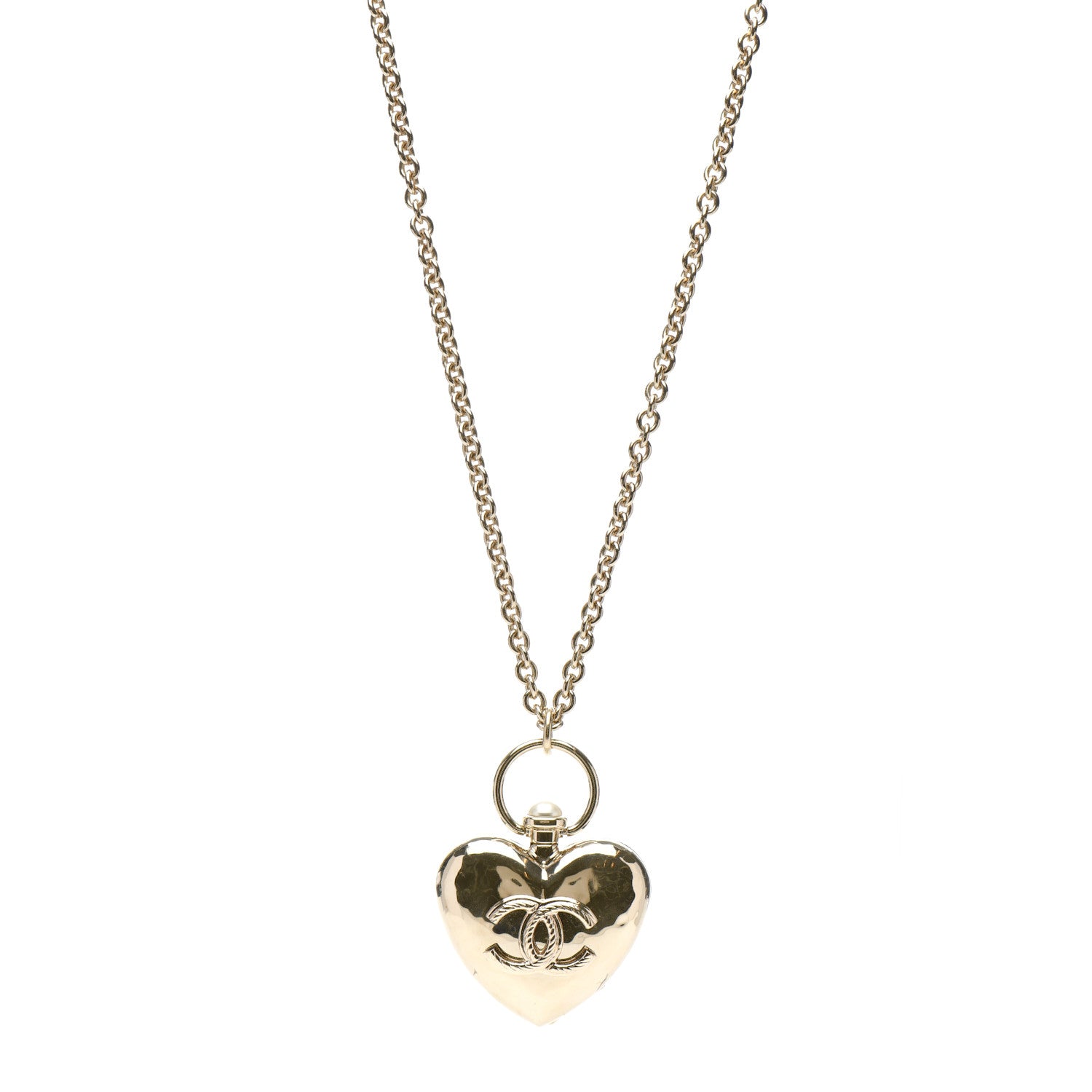 Chanel Metal CC Heart Locket Necklace Gold 1120210 – FASHIONPHILE