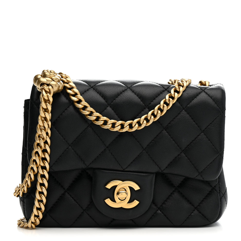 Chanel Lambskin Quilted Mini Sweet Camellia Flap Black 1783944 ...