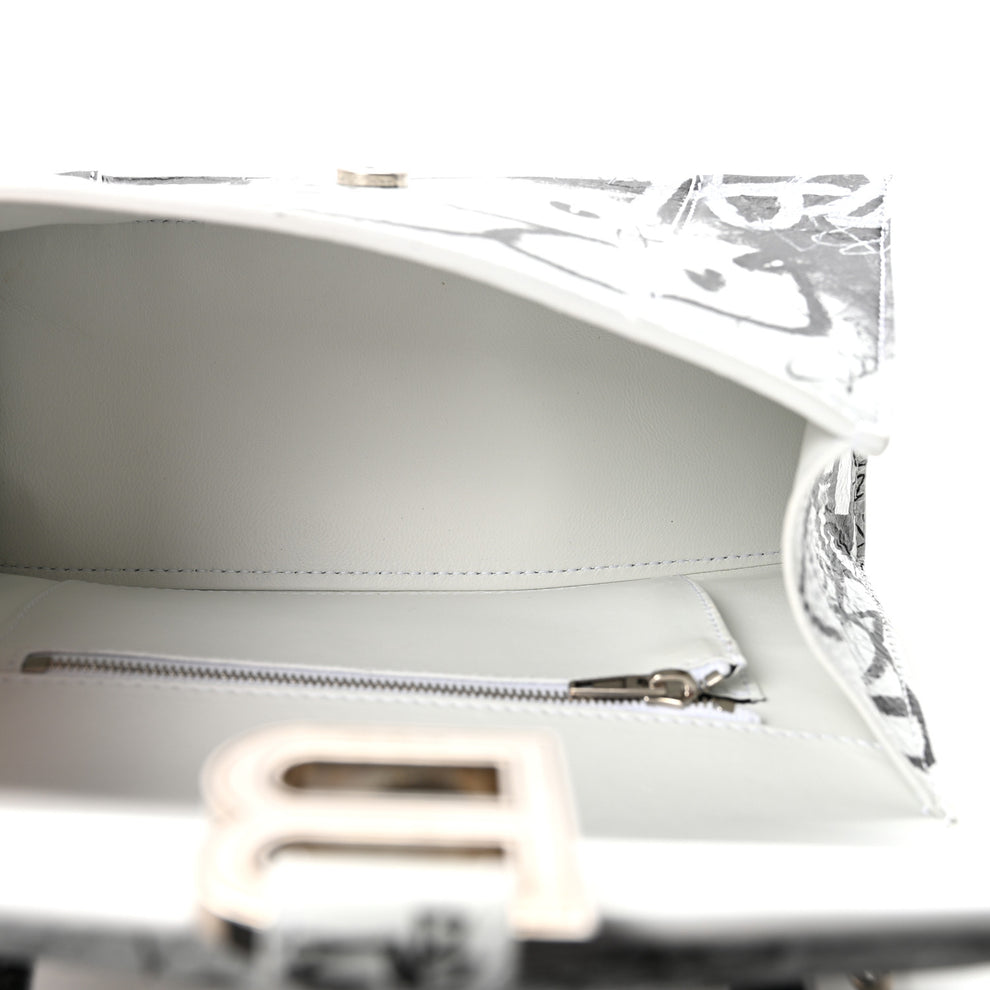 Balenciaga Smooth Calfskin Graffiti Hourglass Top Handle Bag Small ...