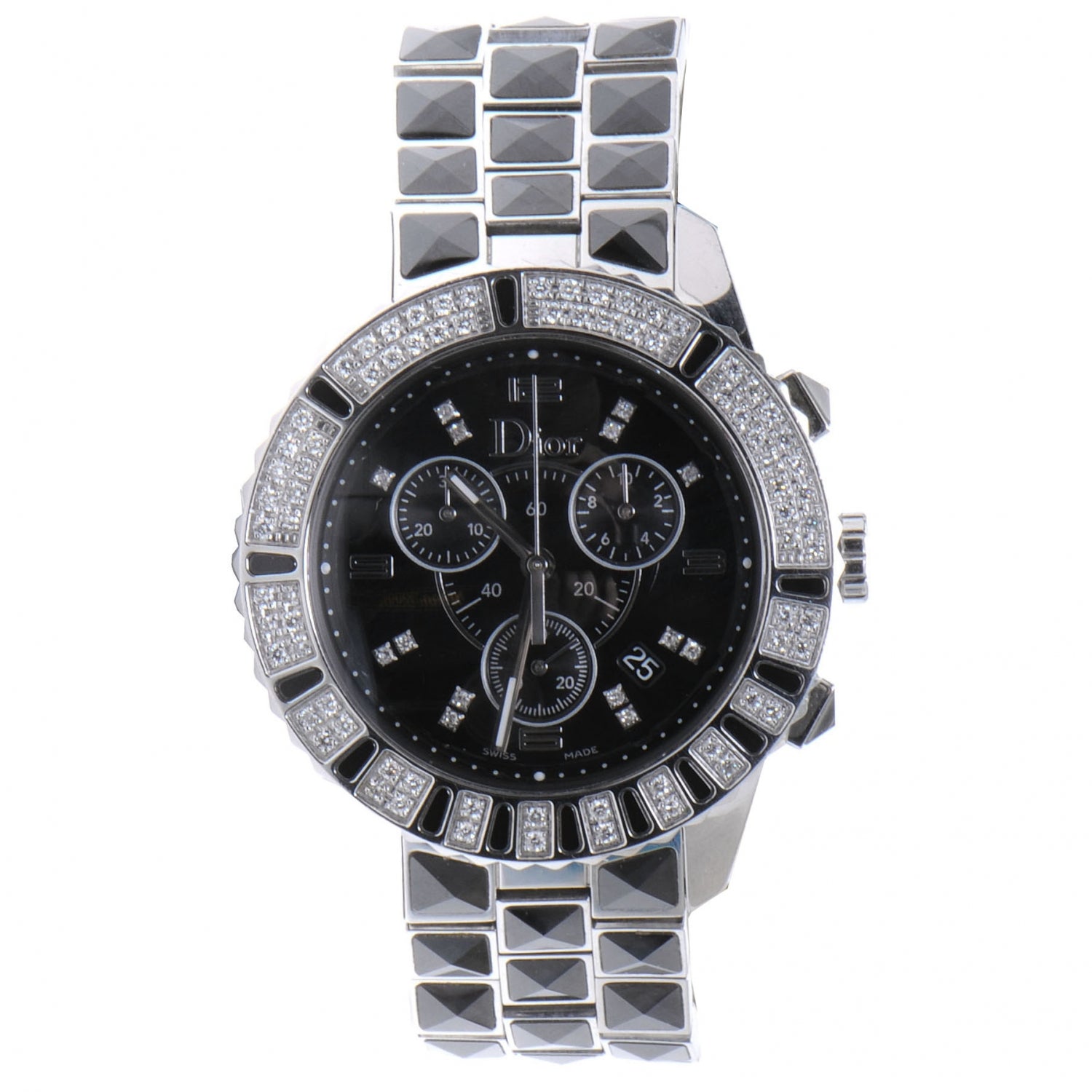 Christian Dior Stainless Steel Diamond Sapphire 33mm Christal ...