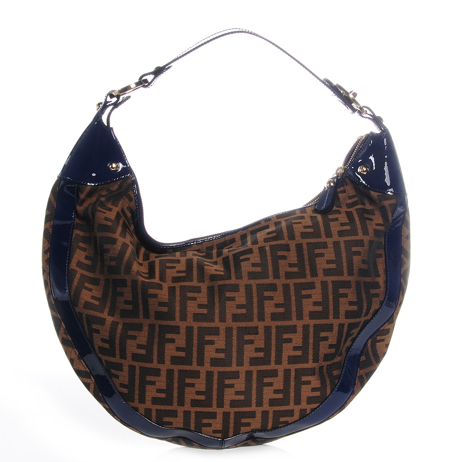 Fendi Zucca Patent Chef Hobo Tobacco Blue 69671 – FASHIONPHILE