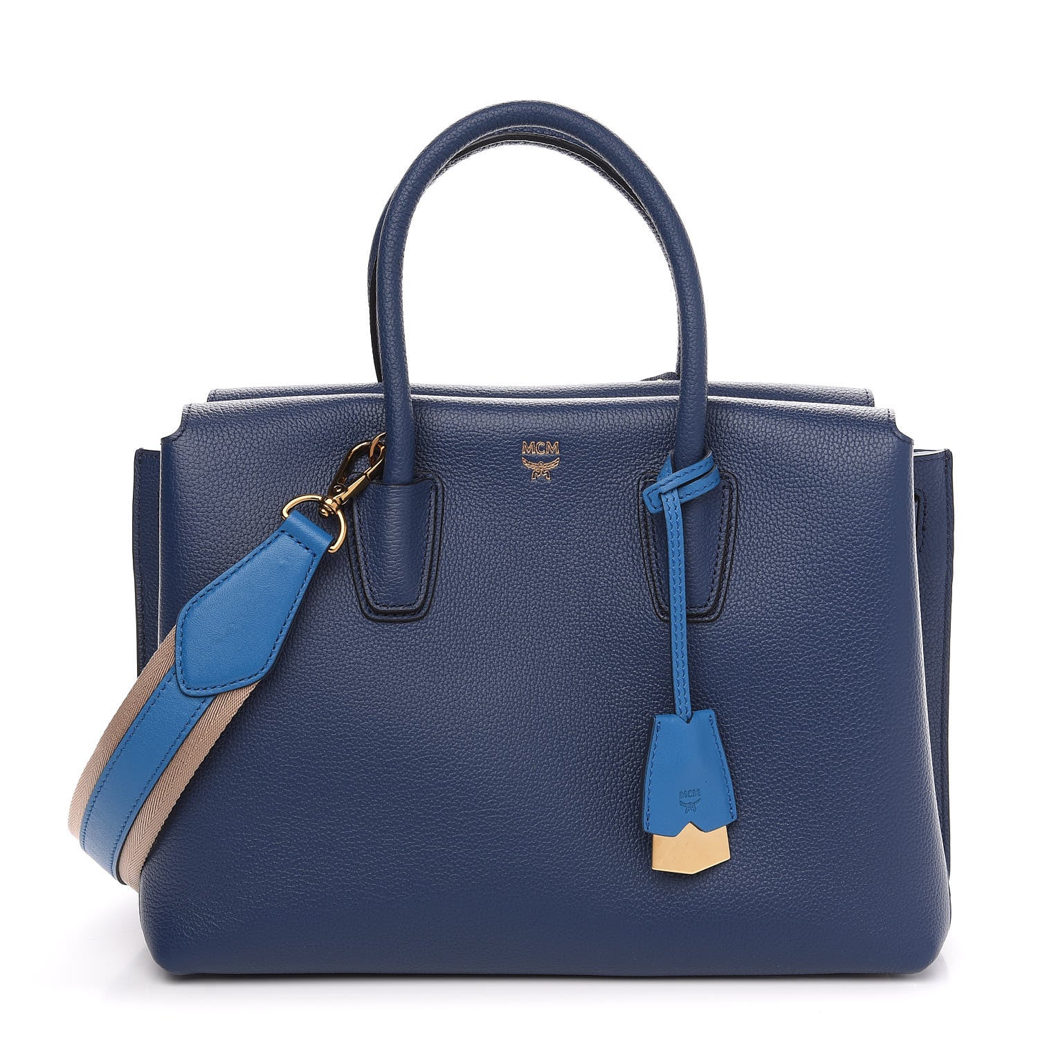 MCM Grained Calfskin Medium Milla Tote Navy 560667 – FASHIONPHILE