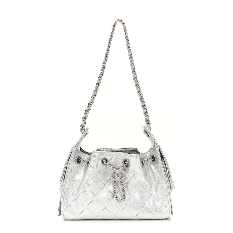 Chanel Metallic Caviar Quilted Mini Chanel 25 Handbag Silver 1792935 ...