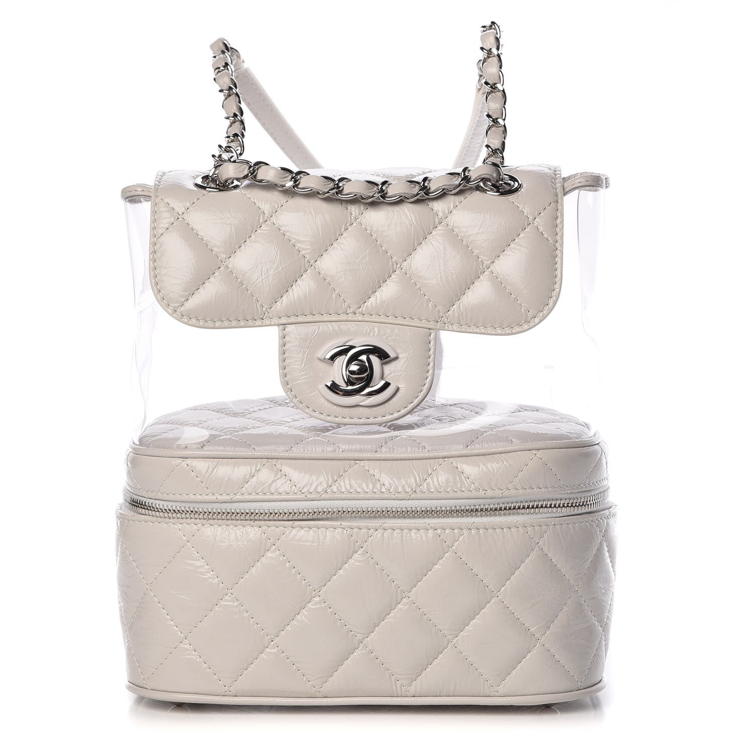 Chanel Crumpled Calfskin PVC Quilted Backpack White 380848 – FASHIONPHILE