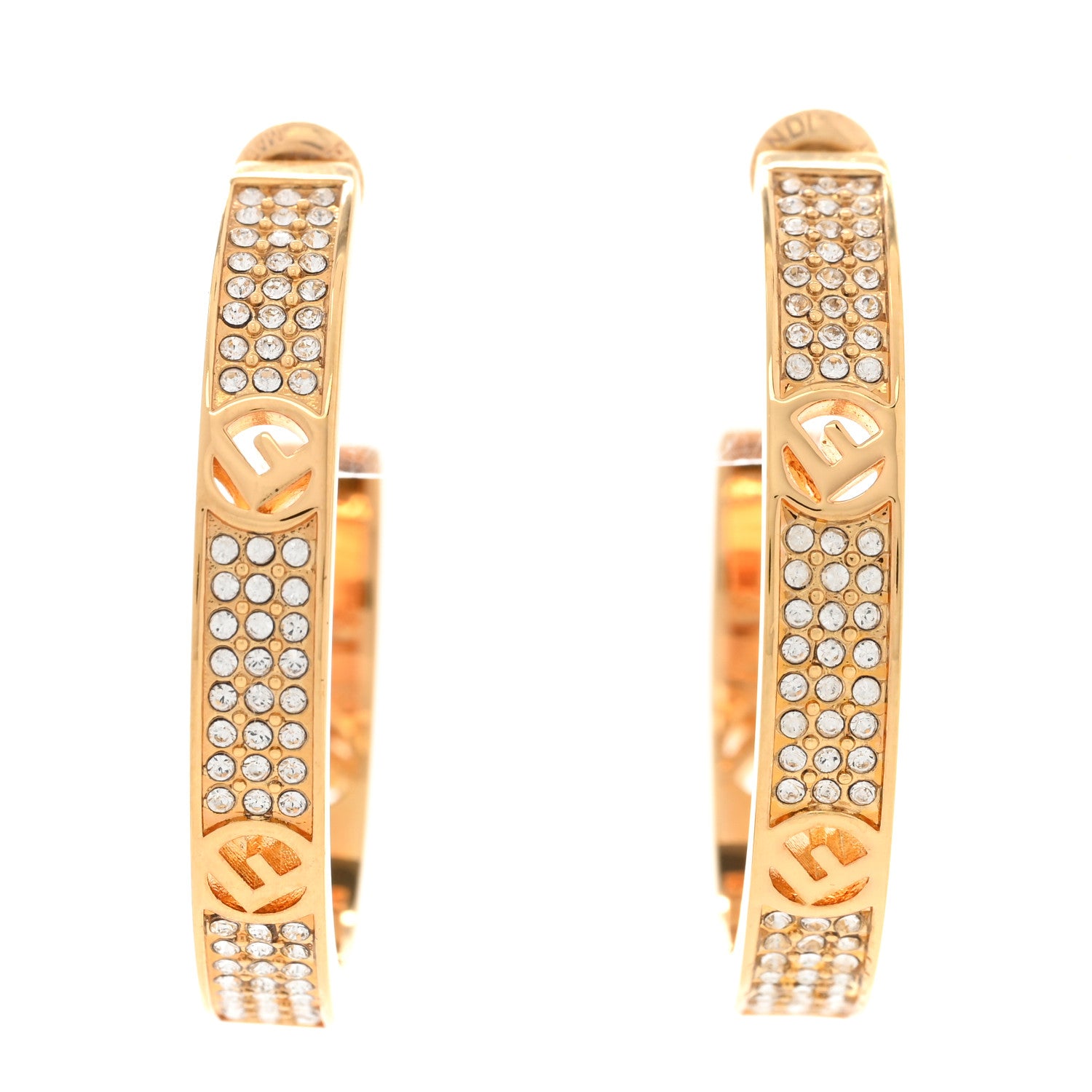 Fendi Crystal FF Hoop Earrings Gold 1403866 – FASHIONPHILE