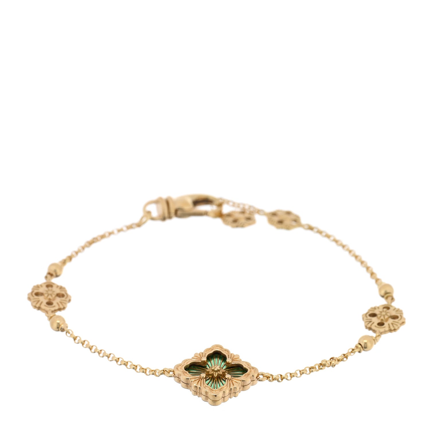 Buccellati 18K Yellow Gold Enamel Opera Tulle Bracelet Green 1600614 ...