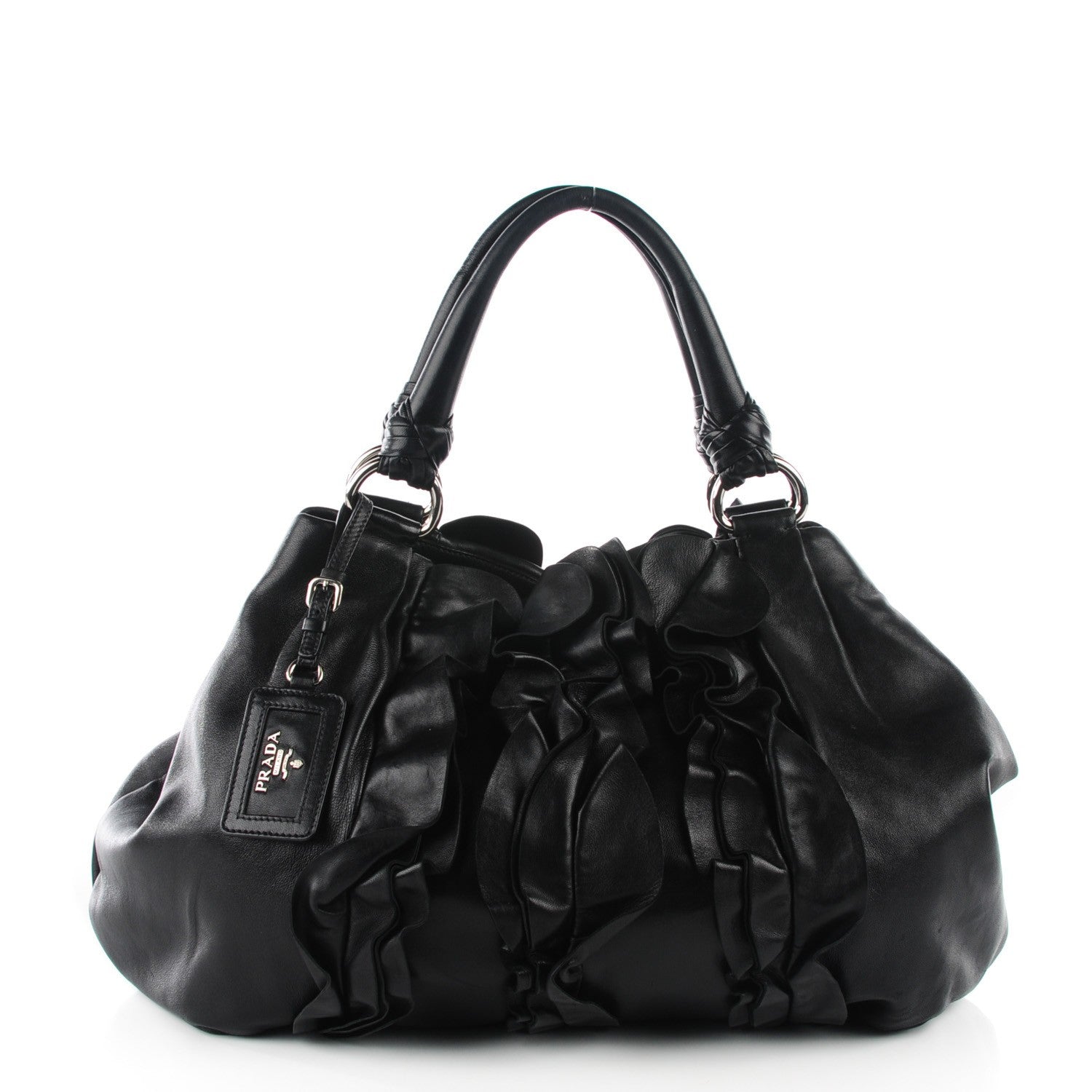 Prada Nappa Ruffle Bag Black 114712 – FASHIONPHILE