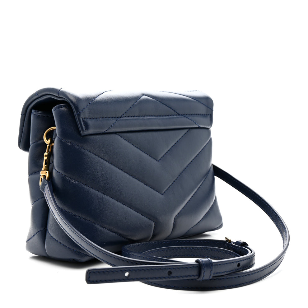 Saint Laurent Calfskin Y Quilted Monogram Toy Loulou Crossbody Bag Blue ...