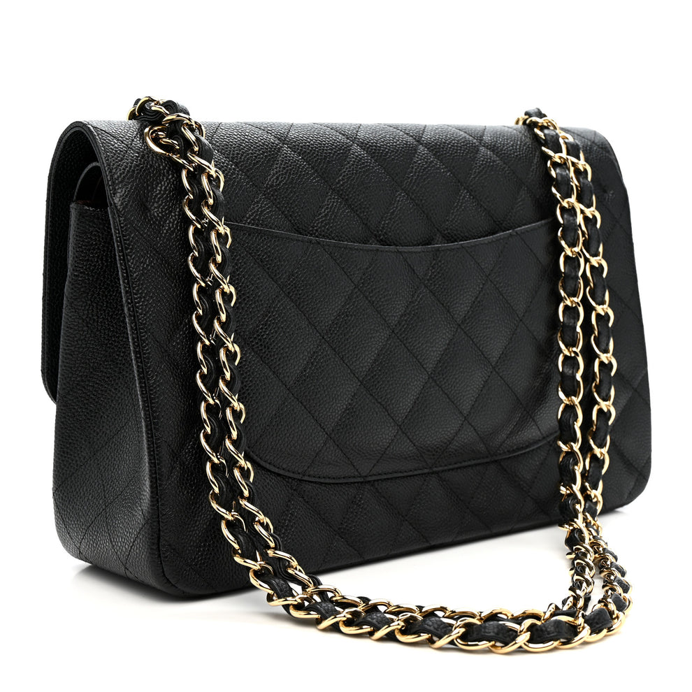 Chanel Caviar Quilted Jumbo Double Flap Black 1793148 – FASHIONPHILE