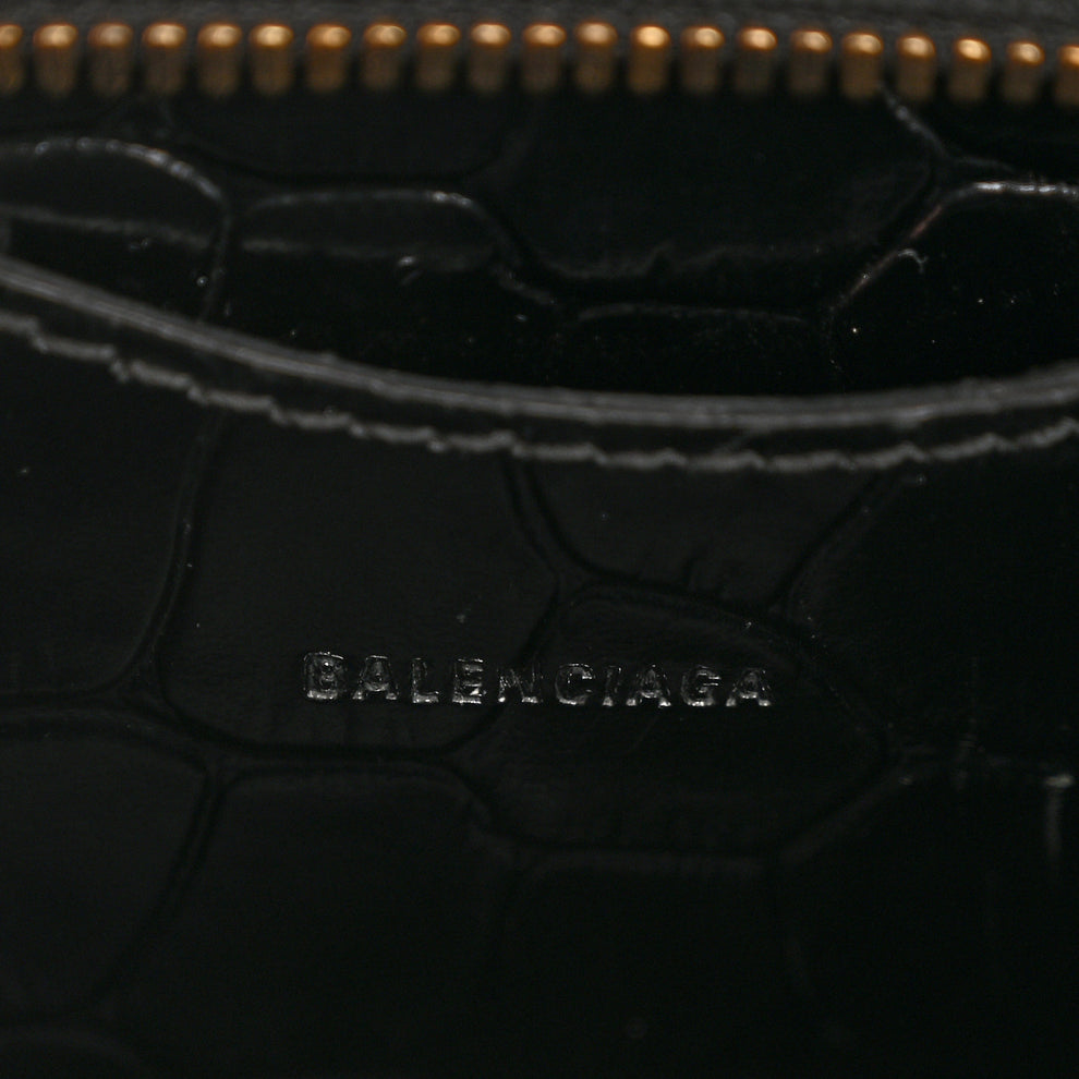 Balenciaga Shiny Supple Calfskin Crocodile Embossed Neo Classic Gold ...