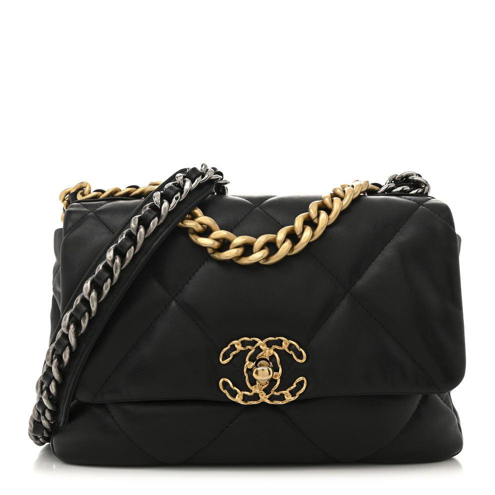 Chanel Lambskin Quilted Medium Chanel 19 Flap Black 1781422 – FASHIONPHILE